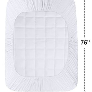 Utopia Bedding Quilted Fitted Premium Mattress Pad Twin Size - Pillow Top Mattress Topper - Elastic Fitted Fluffy Mattress Protector - Mattress Cover Stretches up to 16 Inches Deep -Machine Washable