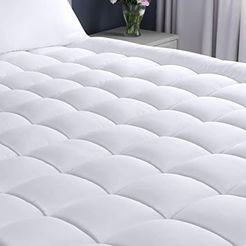 Utopia Bedding Quilted Fitted Premium Mattress Pad Twin Size - Pillow Top Mattress Topper - Elastic Fitted Fluffy Mattress Protector - Mattress Cover Stretches up to 16 Inches Deep -Machine Washable