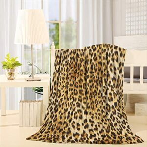 throw blanket leopard print soft plush flannel fleece bed blanket for kids adults, warm bed throws for bed sofa couch, machine washable 40x50 inches