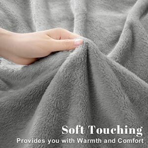 Shilucheng Soft Queen Size Fleece Blankets for All Season 330 GSM Warm Fuzzy Microplush Lightweight Thermal Blankets Summer Autumn Blankets for Couch Bed Sofa,90x90 Inches,Grey