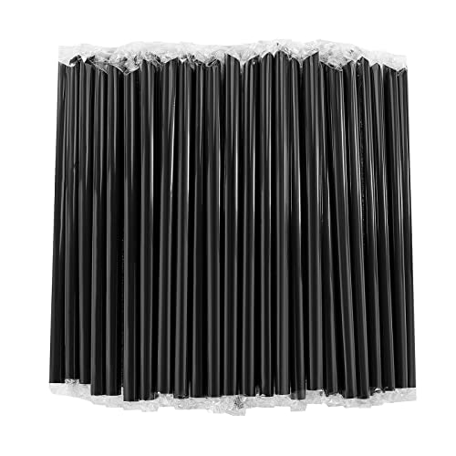 RENYIH 400 Pcs Black Boba Straws Jumbo Smoothie Straws,Individually Wrapped Disposable Plastic Large Wide-mouthed Milkshake Drinking Straws(0.43" Wide X 9.45" Long)