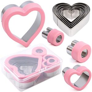 bakingworld heart cookie cutter set,9 piece heart shapes stainless steel cookie cutters mold for cakes biscuits and sandwiches,0.98"/1.45"/1.57"/1.96"/2.04"/2.32"/2.75"/3.18"/3.74" assorted sizes