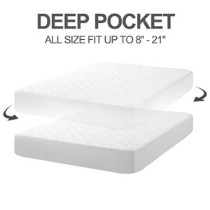 REMOCA HOME Full Size Waterproof Mattress Pad Protector Cover, Quilted Mattress Pad, Deep Pocket Fits Up to 21", Soft and Comfortable, Breathable and Noiseless (Full, White)