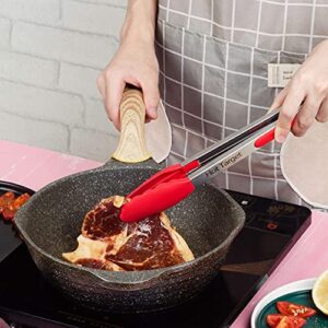 Hot Target Set of 3: 7, 9, 12 inches, Heavy Duty, Non-Stick, Stainless Steel Silicone BBQ and Kitchen Tongs. Heat resistant up to 600°F (Multicolor)