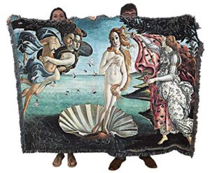 pure country weavers birth of venus blanket by sandro botticelli - fine art gift tapestry throw woven from cotton - made in the usa (72x54)