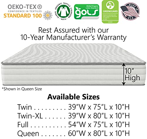 Natural & Organic Kid's Mattress, Toxin-Free, Made in The USA with Certified Organic Cotton, Wool and Natural Latex Foam - Twin Size