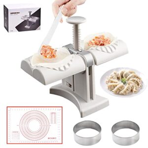 household double head automatic dumpling maker mould,sameme dumpling press with kneading pad,2 dough pressing tools and spoon.quick dumpling empanadas pierogi maker tools for home,kitchen restaurant