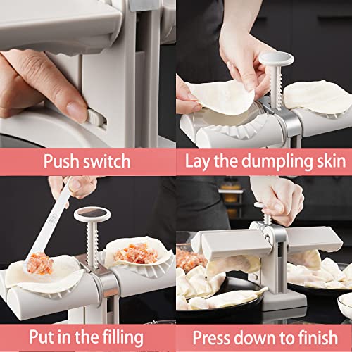 Household Double Head Automatic Dumpling Maker Mould,Sameme Dumpling Press with Kneading Pad,2 Dough Pressing Tools and Spoon.Quick Dumpling Empanadas Pierogi Maker Tools for Home,Kitchen Restaurant