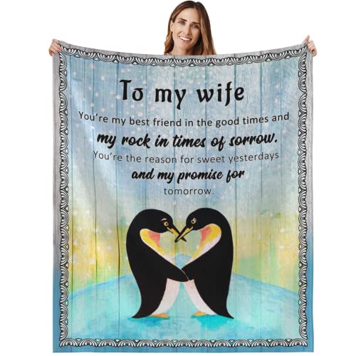 Socofuz Wife Birthday Gift Ideas, Gifts for Wife, Wife Blanket, Gifts for Wife from Husband, Wedding Anniversary Romantic Gifts for Her, Super Soft Flannel Fleece Throw Blanket 50x60 inches