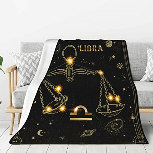 Libra Constellation Blanket Astrology Sign Throw Blanket,12 Horoscope Astrology Soft Cozy Personalized Flannel Throw Blankets 50x40 in