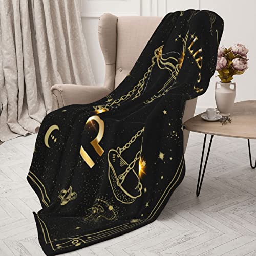 Libra Constellation Blanket Astrology Sign Throw Blanket,12 Horoscope Astrology Soft Cozy Personalized Flannel Throw Blankets 50x40 in