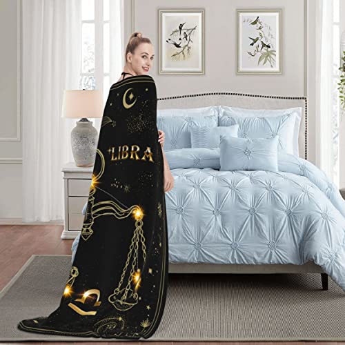 Libra Constellation Blanket Astrology Sign Throw Blanket,12 Horoscope Astrology Soft Cozy Personalized Flannel Throw Blankets 50x40 in