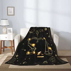 Libra Constellation Blanket Astrology Sign Throw Blanket,12 Horoscope Astrology Soft Cozy Personalized Flannel Throw Blankets 50x40 in