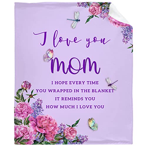 I Love You Mother Throw Blanket Flannel Throw Blankets Lightweight Throw Blanket for Living Room Sofa 50"x60"for Mom