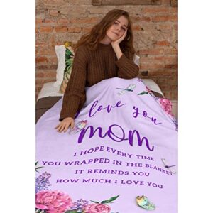 I Love You Mother Throw Blanket Flannel Throw Blankets Lightweight Throw Blanket for Living Room Sofa 50"x60"for Mom