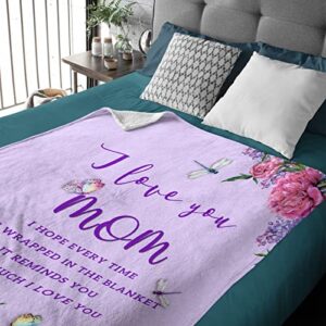 I Love You Mother Throw Blanket Flannel Throw Blankets Lightweight Throw Blanket for Living Room Sofa 50"x60"for Mom