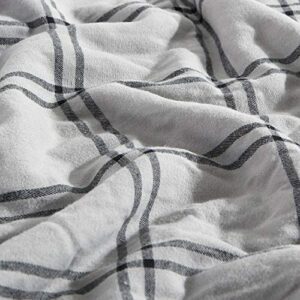 Eddie Bauer - Throw Blanket, Cotton Flannel Home Decor, All Season Reversible Sherpa Bedding (Kettle Falls Grey/Black Throw)