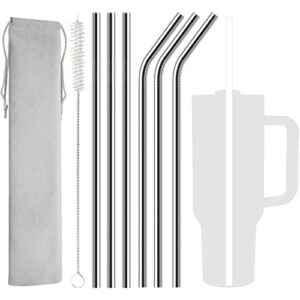 6 pack stainless steel straw replacement 40 oz for stanley adventure travel tumbler, reusable straws with cleaning brush compatible with stanley 40oz stanley cup tumbler