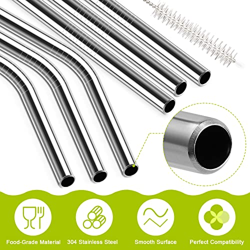 6 Pack Stainless Steel Straw Replacement 40 oz for Stanley Adventure Travel Tumbler, Reusable Straws with Cleaning Brush Compatible with Stanley 40oz Stanley Cup Tumbler