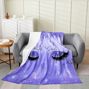 erosebridal gradient eyelash throw blanket 40x50 inch,gradient blue starry sky fleece blanket for youth,chic bling bling lash flannel blanket sofa bed couch decor,butterflies fluid ink bed blanket