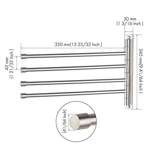 KES 6-Bar Folding Arm Swivel Towel Bar & 4-Arm Swing Hanger Towel Rack, Saving Wall Mount Brushed Finish, A2102S6-2+A2102S4-2