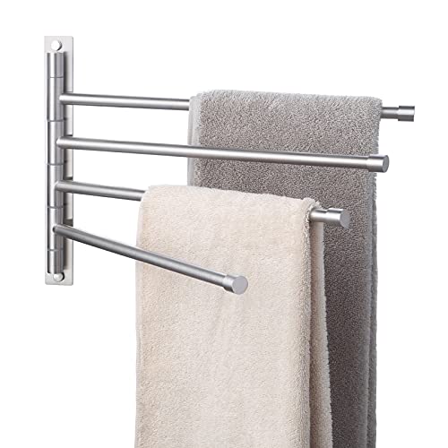 KES 6-Bar Folding Arm Swivel Towel Bar & 4-Arm Swing Hanger Towel Rack, Saving Wall Mount Brushed Finish, A2102S6-2+A2102S4-2