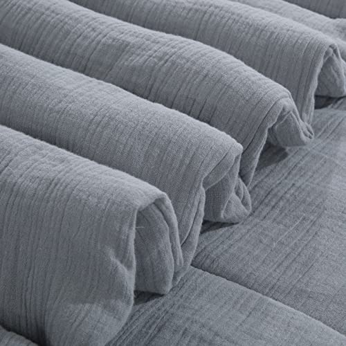 HOMBYS Oversized Muslin Blanket 10x10 Feet, 100% Cotton Extra Large Soft Throw Blankets for Couch Bed, 120x120 in All Season Soft Lightweight Pre-Washed Blanket,Grey