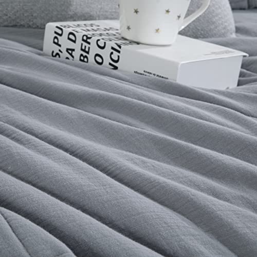 HOMBYS Oversized Muslin Blanket 10x10 Feet, 100% Cotton Extra Large Soft Throw Blankets for Couch Bed, 120x120 in All Season Soft Lightweight Pre-Washed Blanket,Grey