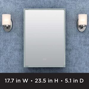 Zenna Home Edge-Lit LED Framed Mirror Designer Series Medicine Cabinet, 17.7 x 23.5 inches (Right-hinged Door), Aluminum