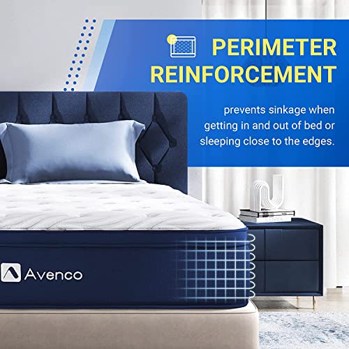 Avenco Queen Size Mattress, Queen Mattress in a Box, 10 Inch Hybrid Mattress Queen, Individually Pocketed Coils and Comfort Foam, Strong Edge Support, Medium Firm, CertiPUR-US, 100 Nights Trial