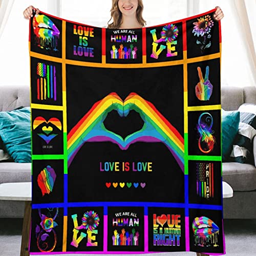 LGBT Blanket Gay Pride Throw Rainbow LGBT Colorful Flannel Soft Warm Blankets Lightweight Fuzzy Plush for Men Women LGBT Gifts 60"x80"