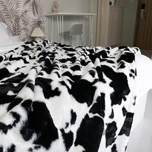 Cow Print Blanket, Double-Sided Throw Blanket for Couch Sofa Bed Office Fleece Blanket Soft Fluffy Blankets Plush Blanket for Adults Kids in All Seasons 51" x 63"