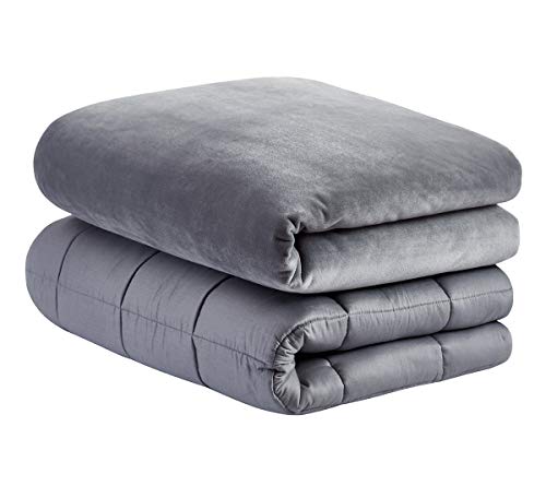 Roomate Weighted Blanket & Removable Cover - Resist Water Spills, 2 Models for Kids and Adults - Cool Breathable Inner & Ultra-Soft Minky Fleece Cover , Grey, 36''48''- 7LB