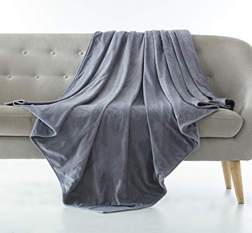 Roomate Weighted Blanket & Removable Cover - Resist Water Spills, 2 Models for Kids and Adults - Cool Breathable Inner & Ultra-Soft Minky Fleece Cover , Grey, 36''48''- 7LB