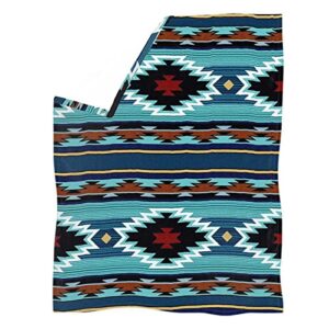 Frestree Soft Southwest Throw Blanket Aztec Tribal Throws Cover for Couch Chair Sofa Bed, Outdoor Beach Camping Warm Flannel Blankets, Blue Decorative