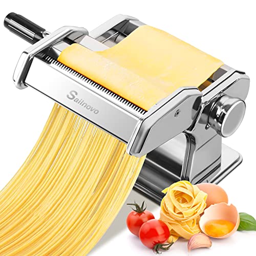 Pasta Maker Machine, 150 Roller Pasta Maker, 7 Adjustable Thickness Settings, 2-in-1 Noodles Maker with Rollers and Cutter, Perfect for Spaghetti,Fettuccini, Lasagna，Holiday Cookware Gift