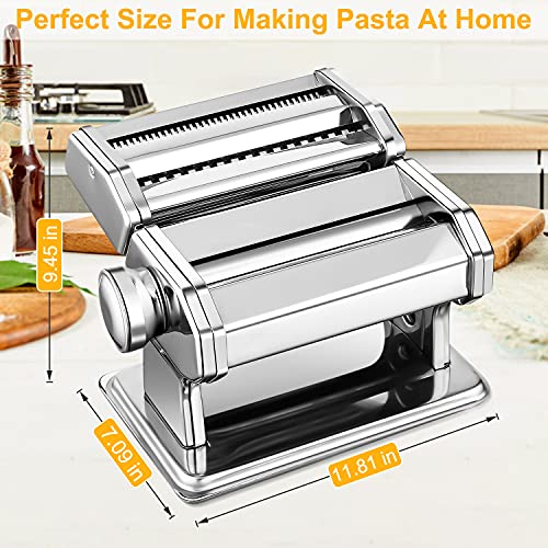 Pasta Maker Machine, 150 Roller Pasta Maker, 7 Adjustable Thickness Settings, 2-in-1 Noodles Maker with Rollers and Cutter, Perfect for Spaghetti,Fettuccini, Lasagna，Holiday Cookware Gift