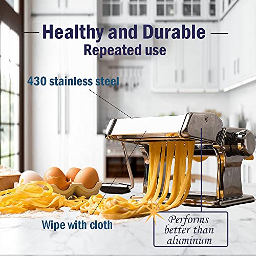 Pasta Maker Machine, 150 Roller Pasta Maker, 7 Adjustable Thickness Settings, 2-in-1 Noodles Maker with Rollers and Cutter, Perfect for Spaghetti,Fettuccini, Lasagna，Holiday Cookware Gift