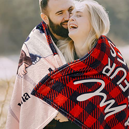 KERAOO Personalized Blanket Gift for Women Men, You and Me & The Fur Babies, Valentine's Day Birthday Gift for Her Him Dog Cat Lover, Customized Gift for Husband Wife Girlfriend Boyfriend