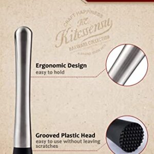 KITESSENSU Muddler and bar Spoon, 8 Inch Stainless Steel Muddler for Cocktails, Excellent Choice for Mojitos, Caipirinhas, Fruits, Herbs, Spices Based Drinks