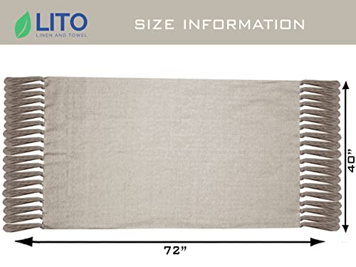 LITO LINEN AND TOWEL Premium Cotton Throw Blanket| Soft Warm Cozy Lightweight Decorative Woven Blanket with Fringes | Couch, Sofa, Bed, Travel | All Season Suitable for Women Men Kids| Brown| 50x60