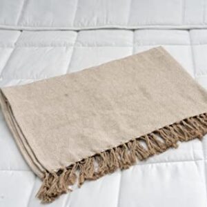 LITO LINEN AND TOWEL Premium Cotton Throw Blanket| Soft Warm Cozy Lightweight Decorative Woven Blanket with Fringes | Couch, Sofa, Bed, Travel | All Season Suitable for Women Men Kids| Brown| 50x60