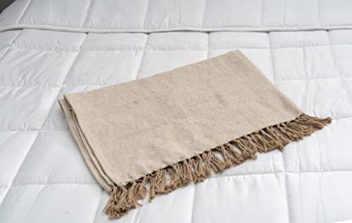 LITO LINEN AND TOWEL Premium Cotton Throw Blanket| Soft Warm Cozy Lightweight Decorative Woven Blanket with Fringes | Couch, Sofa, Bed, Travel | All Season Suitable for Women Men Kids| Brown| 50x60