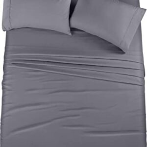 Utopia Bedding Sheets Set Full Grey with Mattress Pad Full Quilted Fitted (Pack of 5)