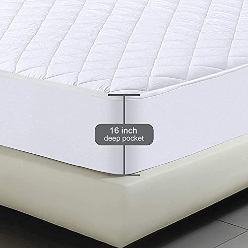 Utopia Bedding 1 Queen Quilted Fitted Mattress Pad with 2 Pack Queen Bed Pillows for Sleeping