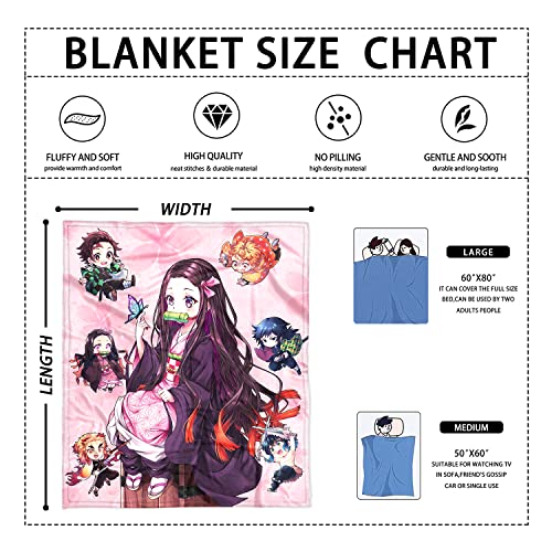 Hometan Anime Demon Flannel Throw Blanket for Kids and Adults, Warm and Cozy Slayer Fans Gift Blanket for All Seasons 40x50 Inches