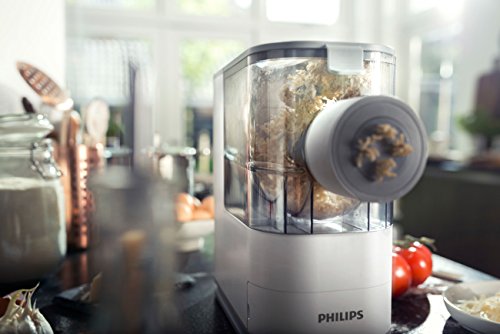 Philips Compact Pasta and Noodle Maker with 3 Interchangeable Pasta Shape Plates - White - HR2370/05