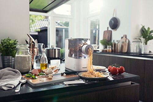 Philips Compact Pasta and Noodle Maker with 3 Interchangeable Pasta Shape Plates - White - HR2370/05