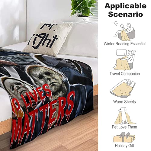 Luxury Michael Halloween Myers Throw Blanket, Fleece Halloween Blankets and Throws for All Seasons, Wearable Air Conditioned Blanket 40"x50"