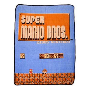 bioworld nintendo super mario bros retro fleece throw blanket, 48" x 60"